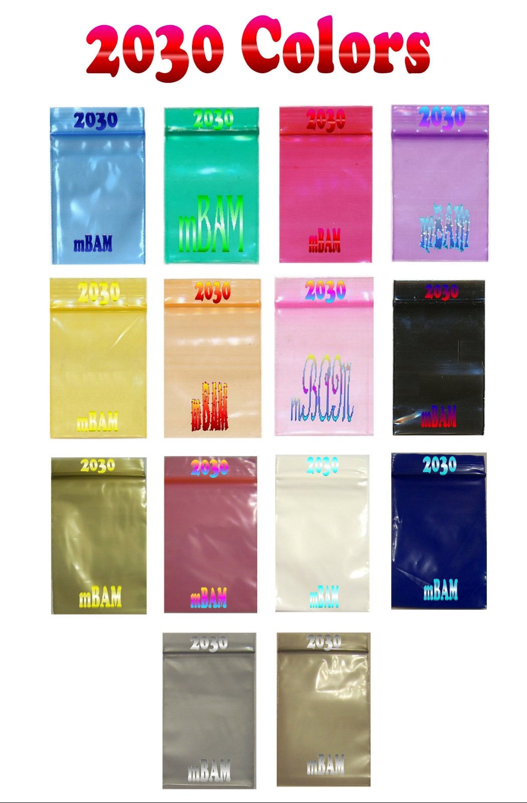 200 RAINBOW COLOR LOT APPLE MINI ZIP BAGGIES 2030 - 1010 2.5 3.0 mil U ...