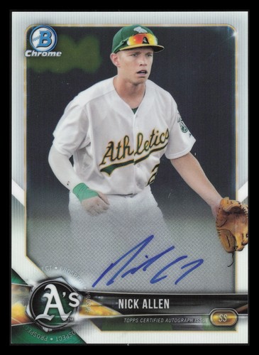 Nick Allen On Card Auto 2018 Bowman Chrome BCPA-NA Oakland Athletics | eBay