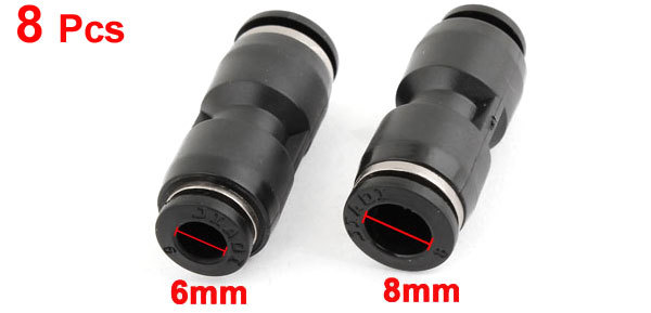 8Pcs 8mm to 6mm One Touch Piping Joint Quick Fittings.⊕IK | eBay