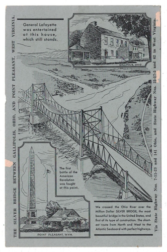 1930 PROMOTIONAL SILVER BRIDGE OHIO TO W. VIRGINIA COLLAPSE KILLS 46 ...