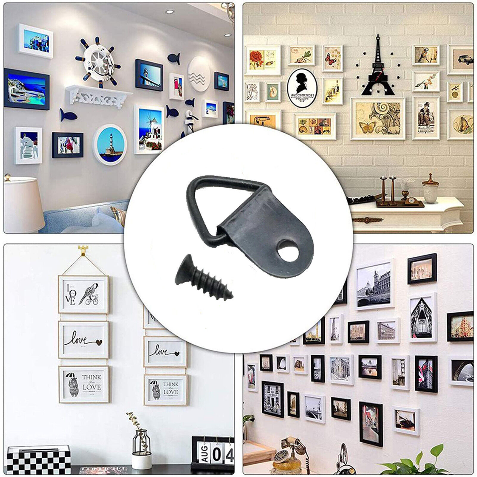10x D Rings Picture Photo Frame Hanging Hooks Canvas Hook Fixings ...