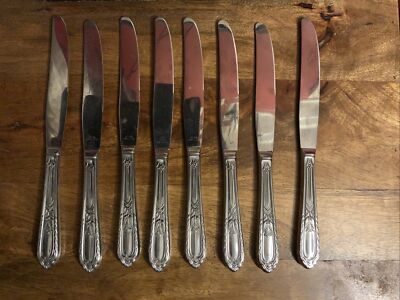VINTAGE SILCO Stainless Flatware - - 8 Dinner Knives - USA Made | eBay