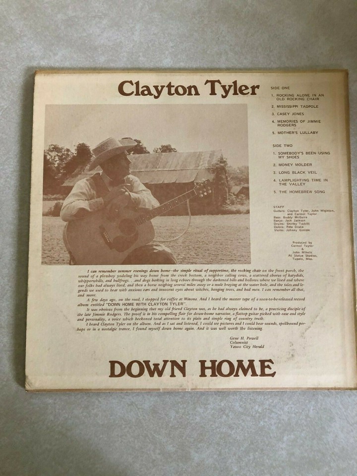 Rare Vinyl Record Album LP CLAYTON TYLER Down Home - Mississippi FOLK ...