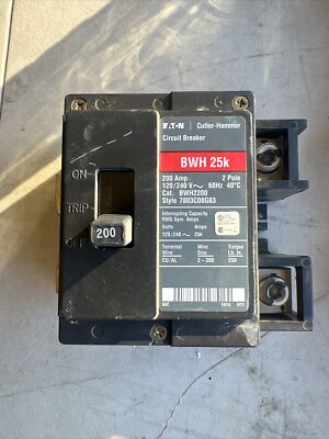 Eaton Cutler Hammer BWH2200 BWH 25K 2 Pole 200 Amp 120-240V Main ...