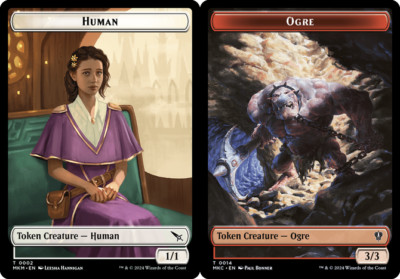 MTG Human (0002) // Ogre (0014) Double-sided Token NM-Mint Commander ...
