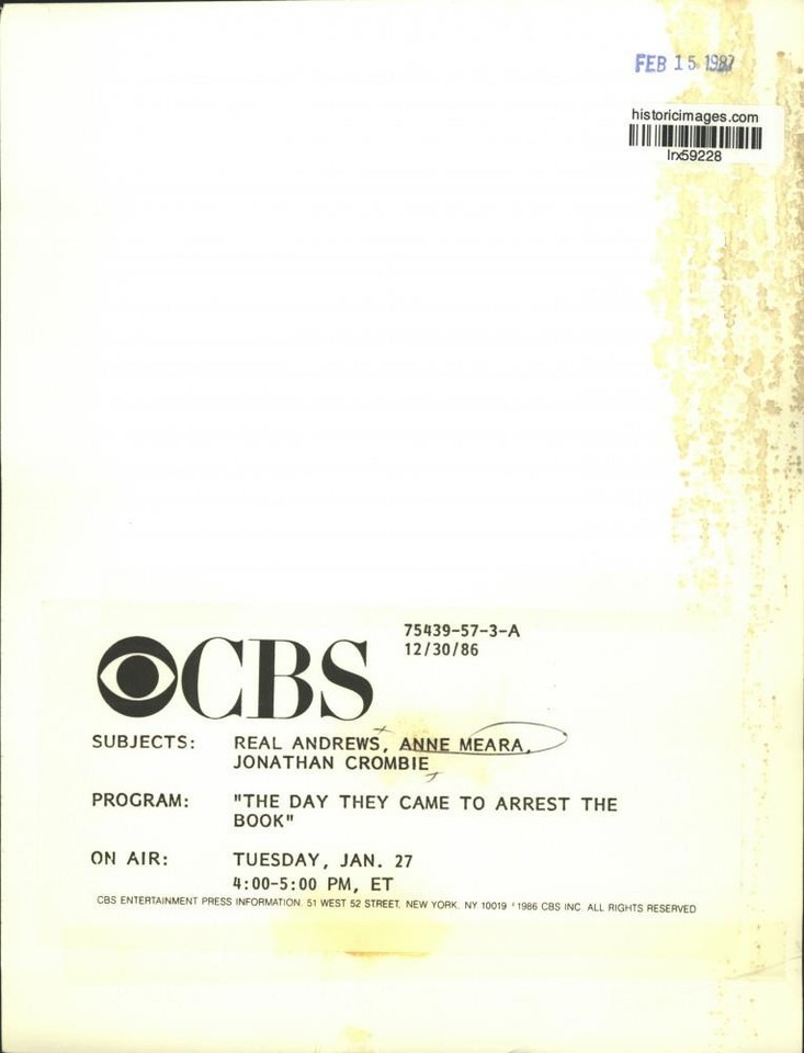 1986 Press Photo Actors on CBS special "The Day They Came To Arrest The ...
