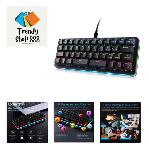 40% Mechanical Gaming Macaro Keyboard, 42 Keys Fully Programmable Mini ...