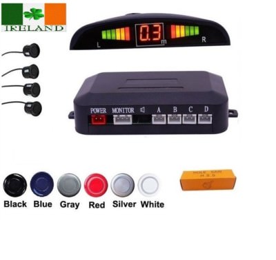 Car Parking Sensor 4 LED Kit Rear Reverse Sensors New Black Silver | eBay