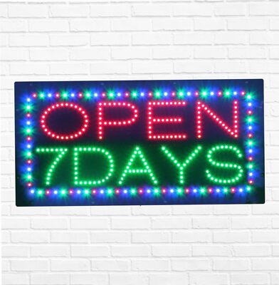 LED Open 7 Days Sign for Business Displays | Light Up Sign | 12"H x 24 ...