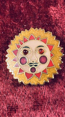 Vintage 70's Sun pin/brooch light up flashing battery operated ...