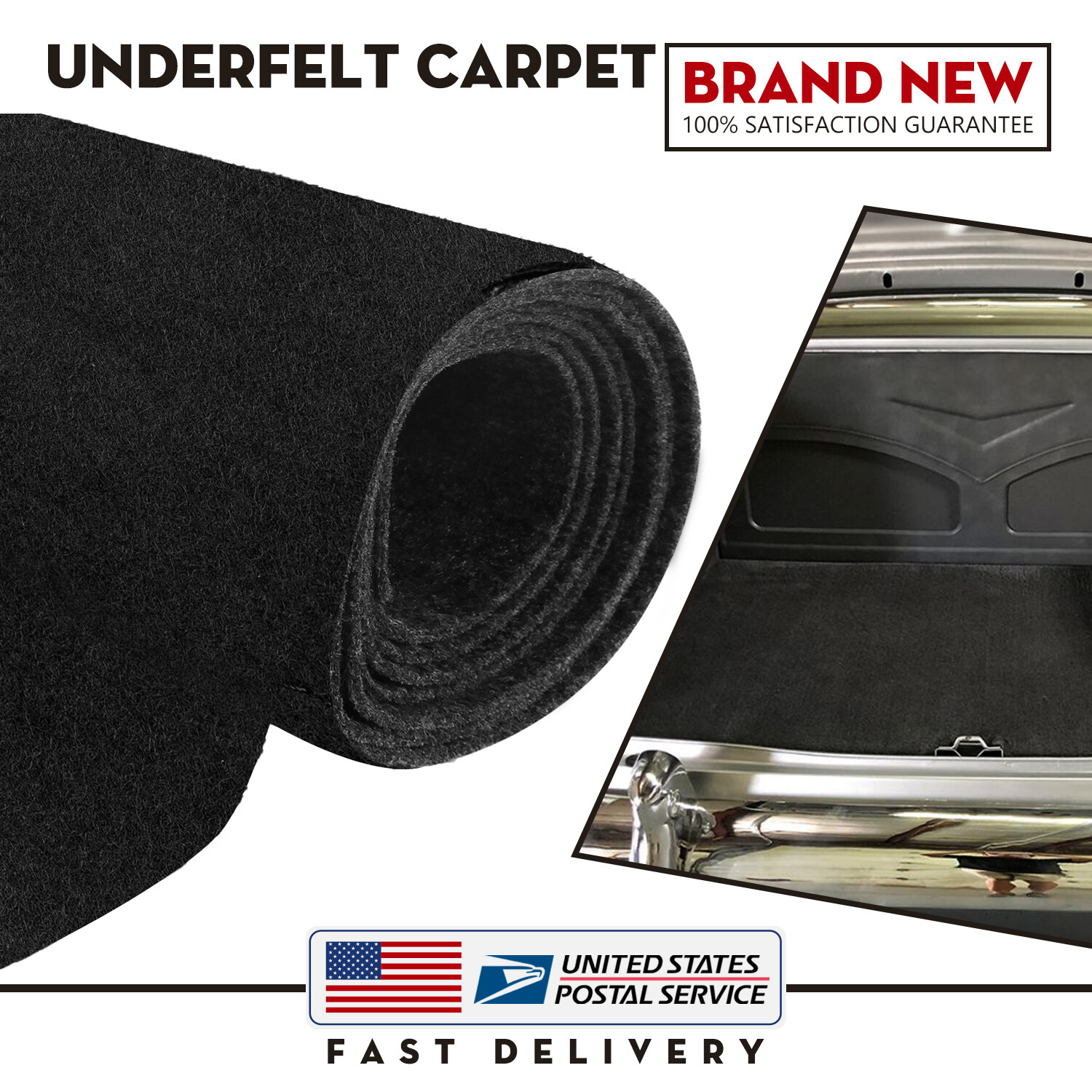 Black Universal Automotive Carpet ft Wide High Quality 91"x79" Car ...