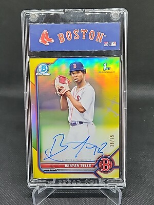 2022 Bowman Brayan Bello Chrome Auto 38/75 Yellow Refractor Autograph ...