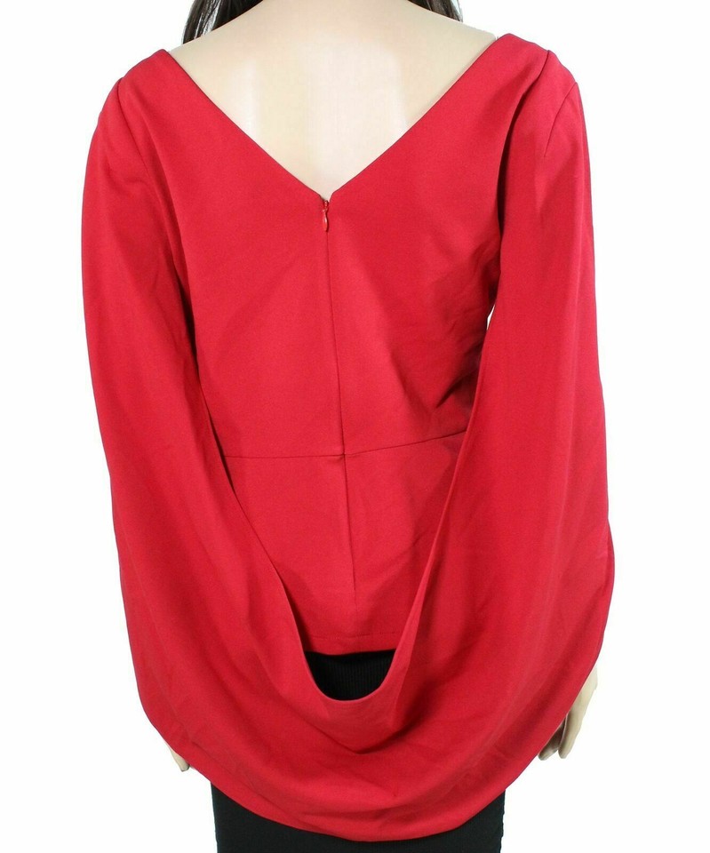 Adrianna Papell Womens Cowl Crepe Cape Top Cardinal Red 14 | eBay