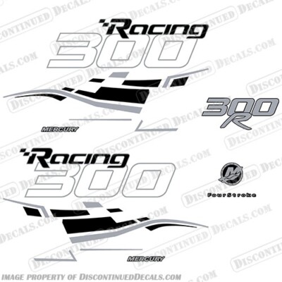 Fits Mercury 300R Racing Decals - Black - Silver Outboard Motor Engine ...