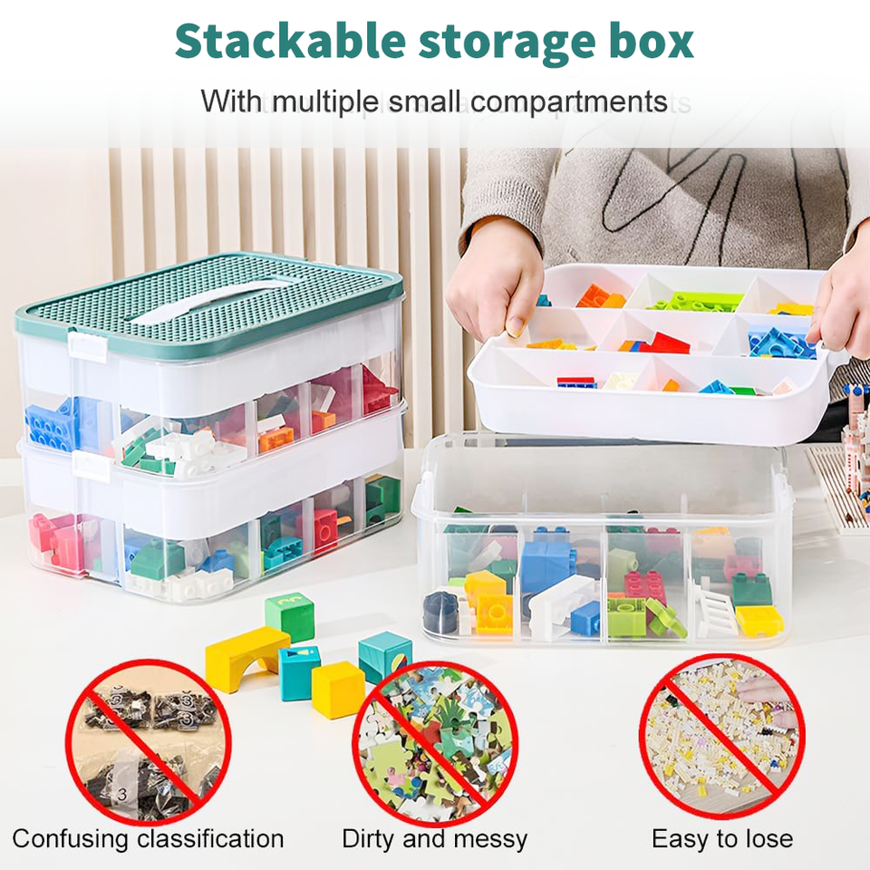 Storage Boxes for Lego Building Blocks 3-Tier Stackable Adjustable ...