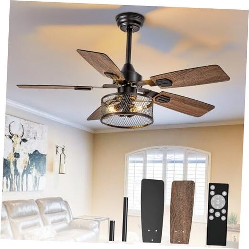 42-Inch Ceiling Fans with Lights: Caged Ceiling 42 Inch Black Walnut ...