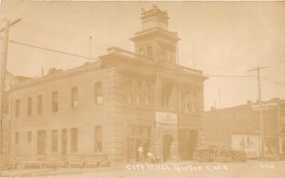 J40/ Victor Colorado RPPC Postcard c1910 City Hall Fire Department 277 ...