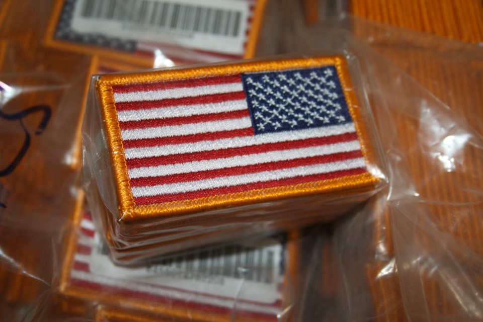 Lot of 3 AMERICAN FLAG EMBROIDERED PATCH iron-on REVERSED USA IRON-ON ...
