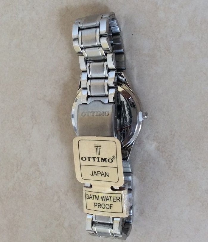 Ottimo Men's Watch Black Dial on Silver Linked Band Nickel Free ...