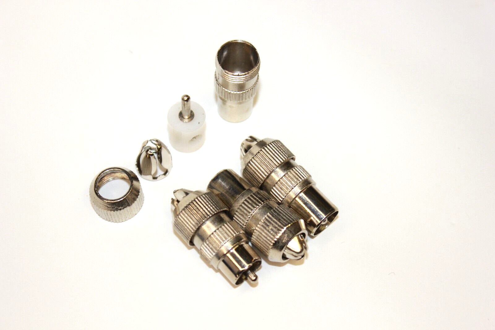 4 X MALE TV COAX ARIEL CONNECTOR PLUGS TV AERIAL FOR CABLE LEAD nickle ...