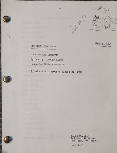 HOW NOW, DOW JONES BROADWAY REPRODUCTION SCRIPT BRENDA VACCARO JENNIFER ...