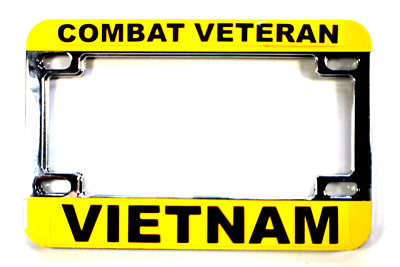 License Plate Frame, Solid Polished Chromed Metal-COMBAT VETERAN ...