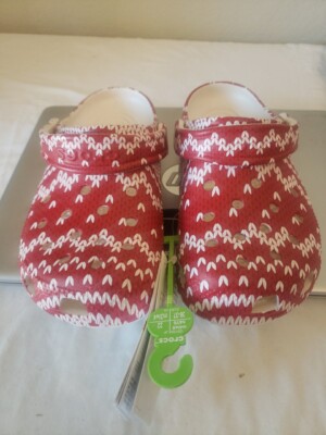Crocs Classic Holiday Ugly Christmas Sweater Clogs Red White Women’s ...
