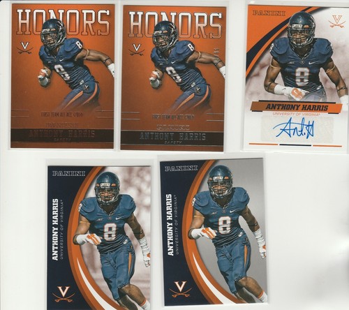 ANTHONY HARRIS 2016 VIRGINIA COLLEGIATE RAINBOW LOT (5) AUTOGRAPH ...