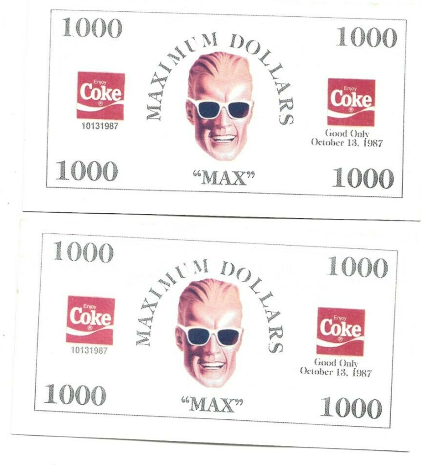 MAX HEADROOM MAXIMUM DOLLARS GOOD ONLY OCTOBER 13, 1987 5 PIECES #103 ...