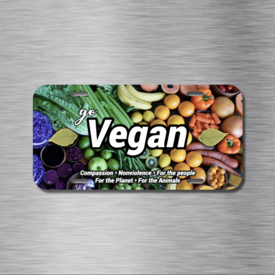 Go Vegan Vehicle License Plate Front Auto NEW Organic Plant Vegetarian ...