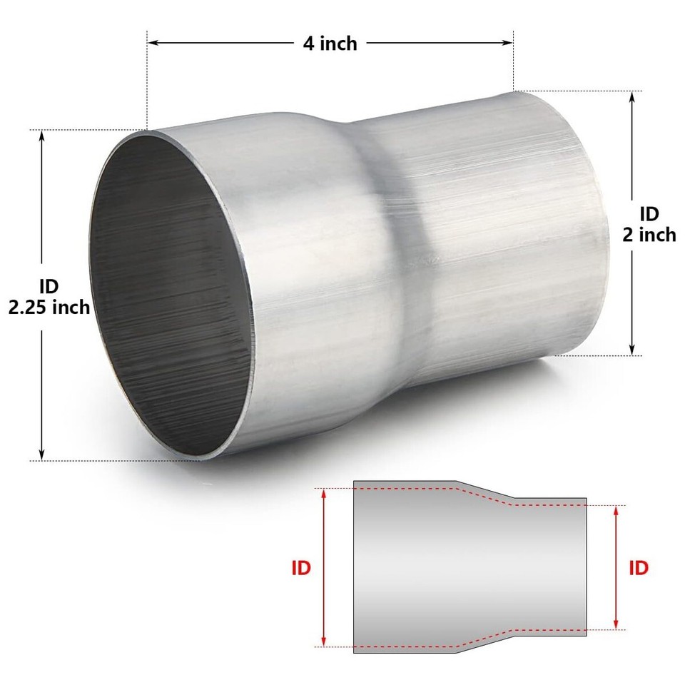 2" to 2.25" Exhaust Pipe Tip Adapter Reducer Connector 304 Stainless ...