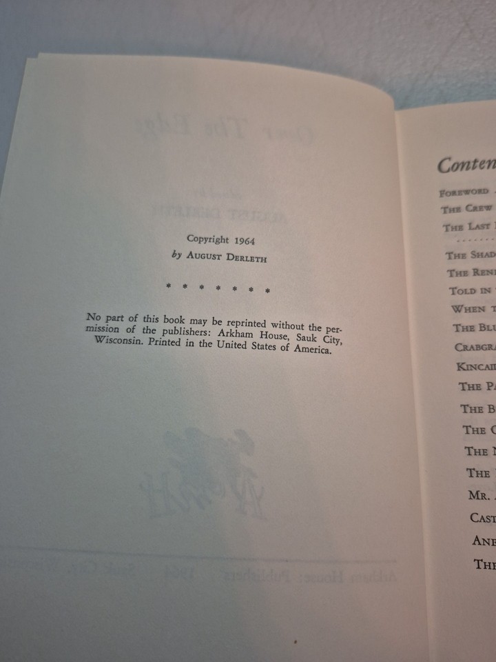 ARKHAM HOUSE *SIGNED FIRST EDITION* “Over the Edge” August Derleth ...