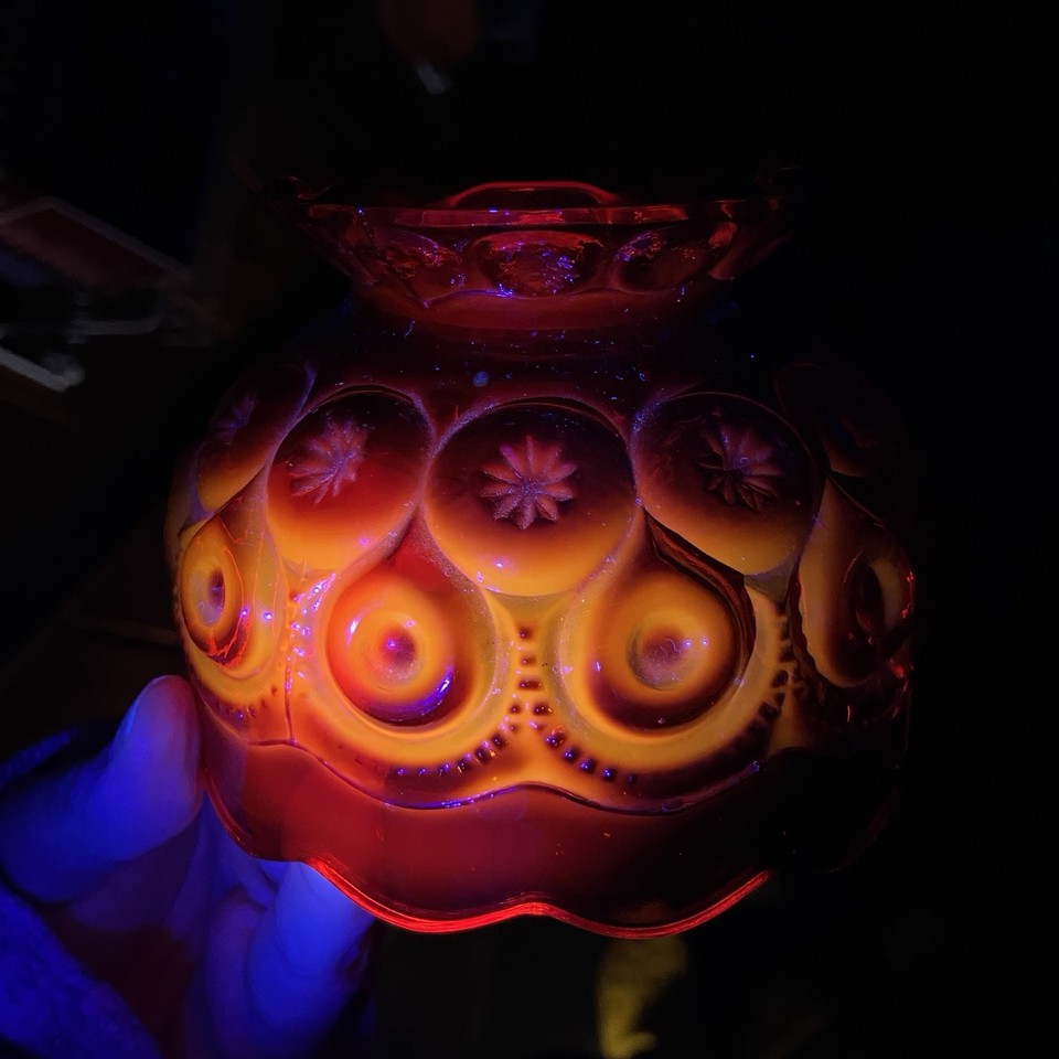 L.E. Smith Moon & Stars pattern Amberina Fairy Lamp Top ONLY UV ...