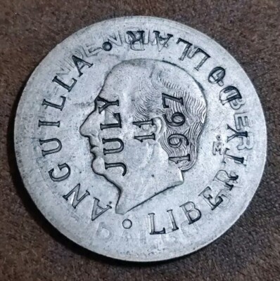Mexico 1956 Anguilla Liberty Dollar July 11 1967 Counterstamp on 10 ...