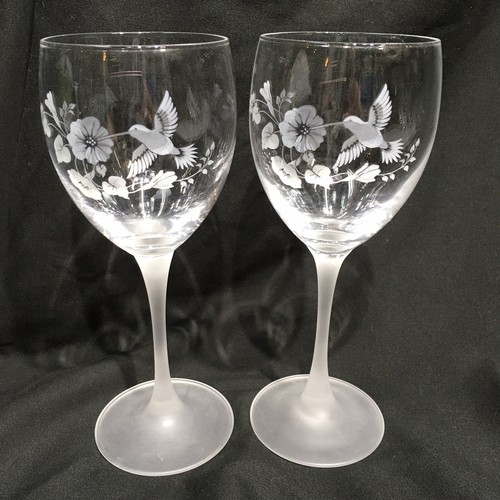 2 Avon Hummingbird 24% Lead Crystal Etched 8 1/4" Water Goblets Pair | eBay