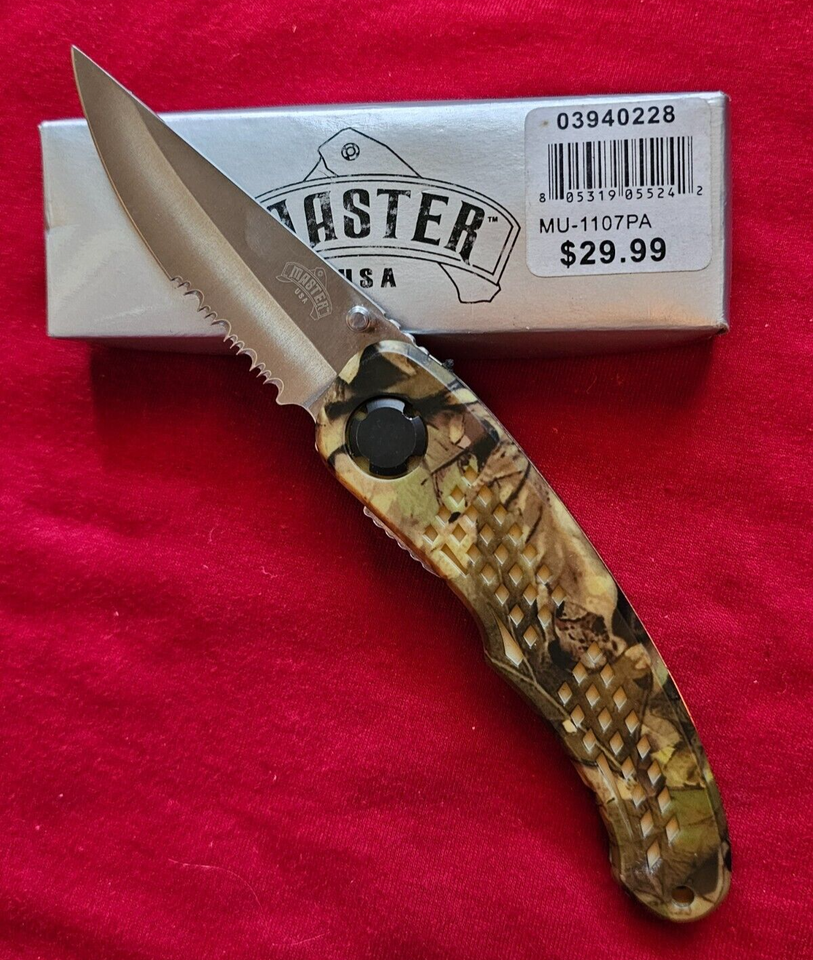 MASTER USA POCKET KNIFE MU-1107PA STAINLESS CAMO HANDLE W/ BELT HOOK | eBay