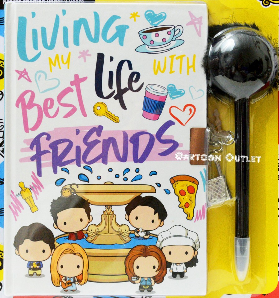Friends TV show Diary And Pom Pen Lock & Keys 60 Sheets Trending | eBay
