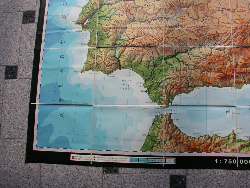 Wall Map Spain Iberia 1971 198X172 Vintage Wall Map Iberia Spain B 西班牙 ...
