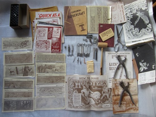 VTG CRAFTOOL LEATHER STAMPING SADDLE MAKING TOOLS & PATTERNS LOT GET ...