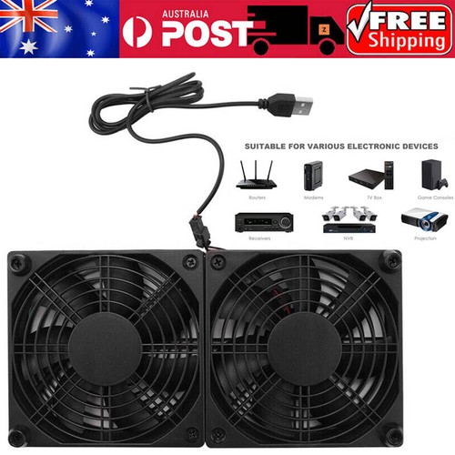 120Mm 5V USB Powered PC Router Dual Cooling Fans with Speed Controller ...