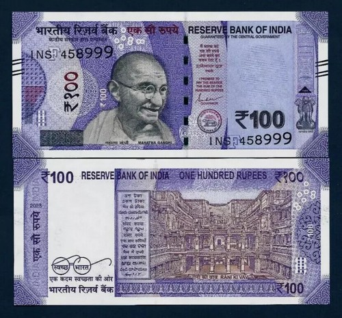 India 100 RUPEES P-112 2023 x 1 Pcs Gandhi UNC Indian Rani Ki Vav ...