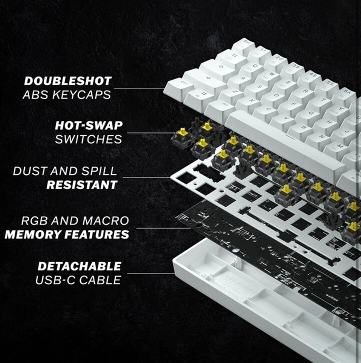Mizar MZ60 Luna Mechanical Gaming Keyboard | 60% Keyboard 62 Key ANSI ...