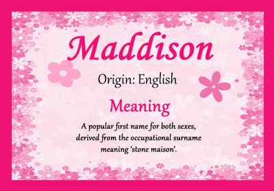 Maddison Personalised Name Meaning Certificate Ebay Uk