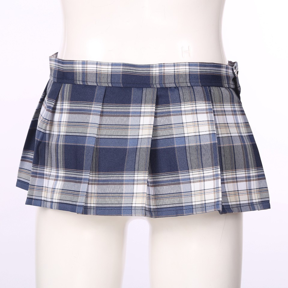 Women Ladies Schoolgirl Mini Plaid Skirt Short Micro Dress Role Play ...