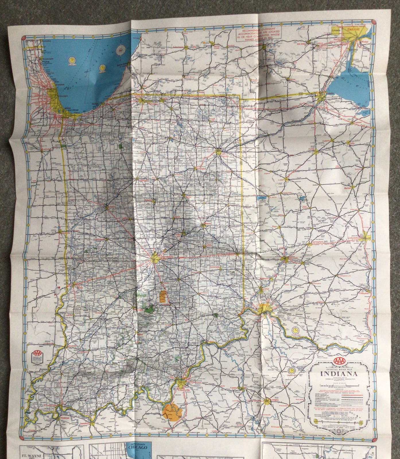 1956 AAA Travel Highway Road Map Of Indiana | eBay