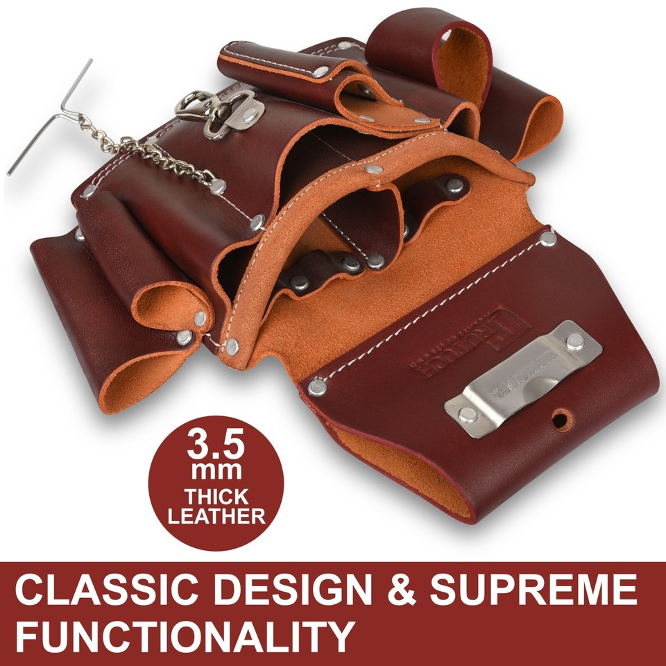 Maroon Leather Electrician Tool Pouch | Electric Tool Belt | Electric ...