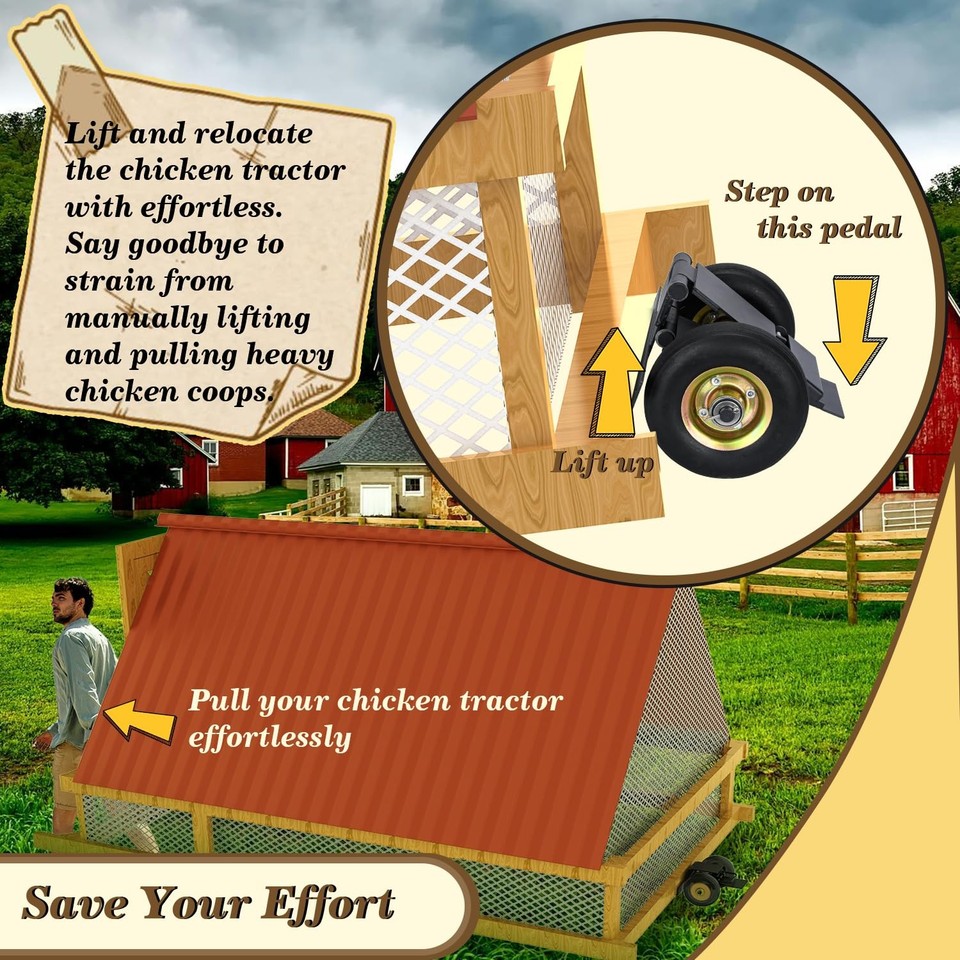 Chicken Coop Mover with Wheel System and Lift Design, Chicken Tractor ...