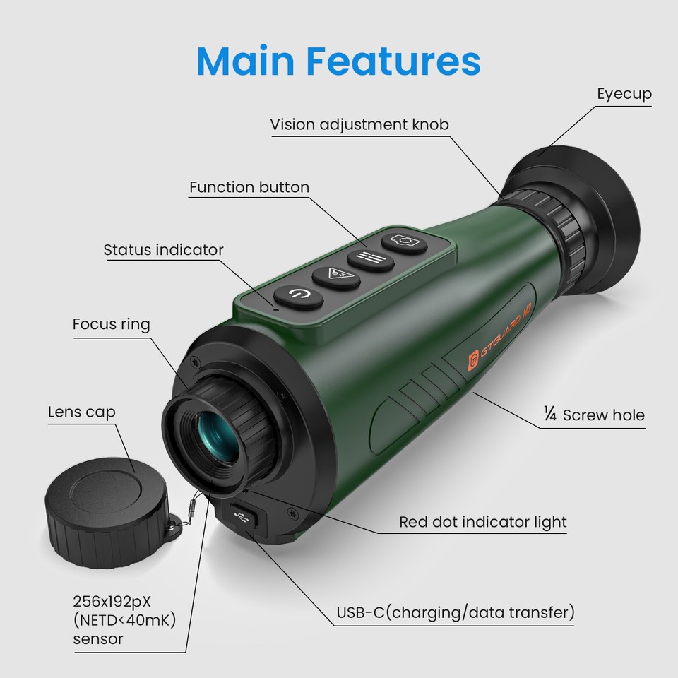 Thermal Monocular AI 384x288 800×600 8X Zoom Handheld Thermal Scope for ...