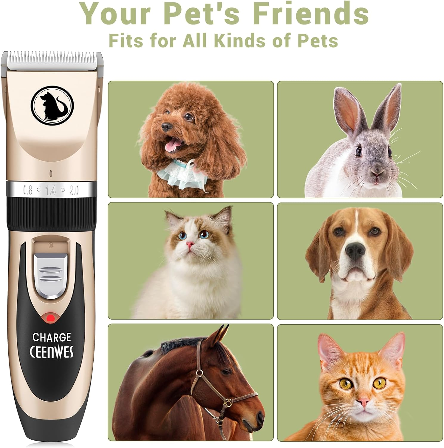 Dog Clippers Low Noise Cat Clippers Rechargeable Dog Trimmer Cordless ...