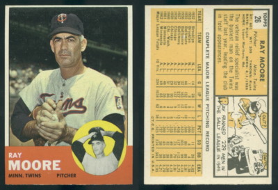 (56354) 1963 Topps 26 Ray Moore Twins-NM | eBay
